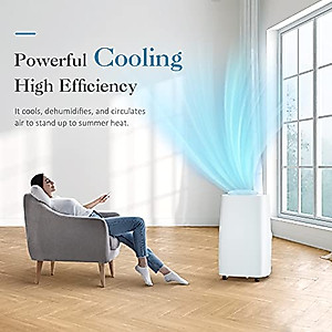 14000 BTU Portable Air Conditioners, Portable AC Unit with 90° Adjust Angle Powerful Cooling for Room Up to 500 Sq. Ft, 3 in 1 Air Conditioner, Dehumidifier & Fan Modes, with Remote, 24Hrs Timer, White