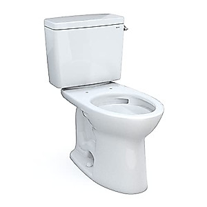 TOTO Drake Two-Piece Elongated 1.28 GPF Universal Height TORNADO FLUSH Toilet with CEFIONTECT and Right-Hand Trip Lever, 10 Inch Rough-In, Cotton White - CST776CEFRG.10#01