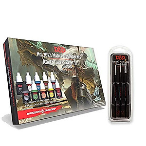 The Army Painter Dungeons and Dragons Adventurers Paint Set Bundle with Nolzur's Marvelous Brush Set - Painting Set for Model Miniature Painting with 10 Warpaints and 1 D&D Minsc & Boo Miniature