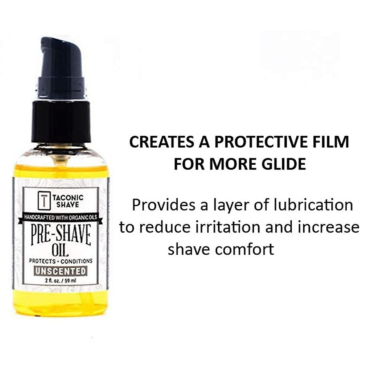 Taconic Shave Premium Natural Pre-Shave Oil (2 oz.) – Unscented – Protects Against Irritation and Razor Burn when Shaving with a Cartridge, Safety or Straight Razor
