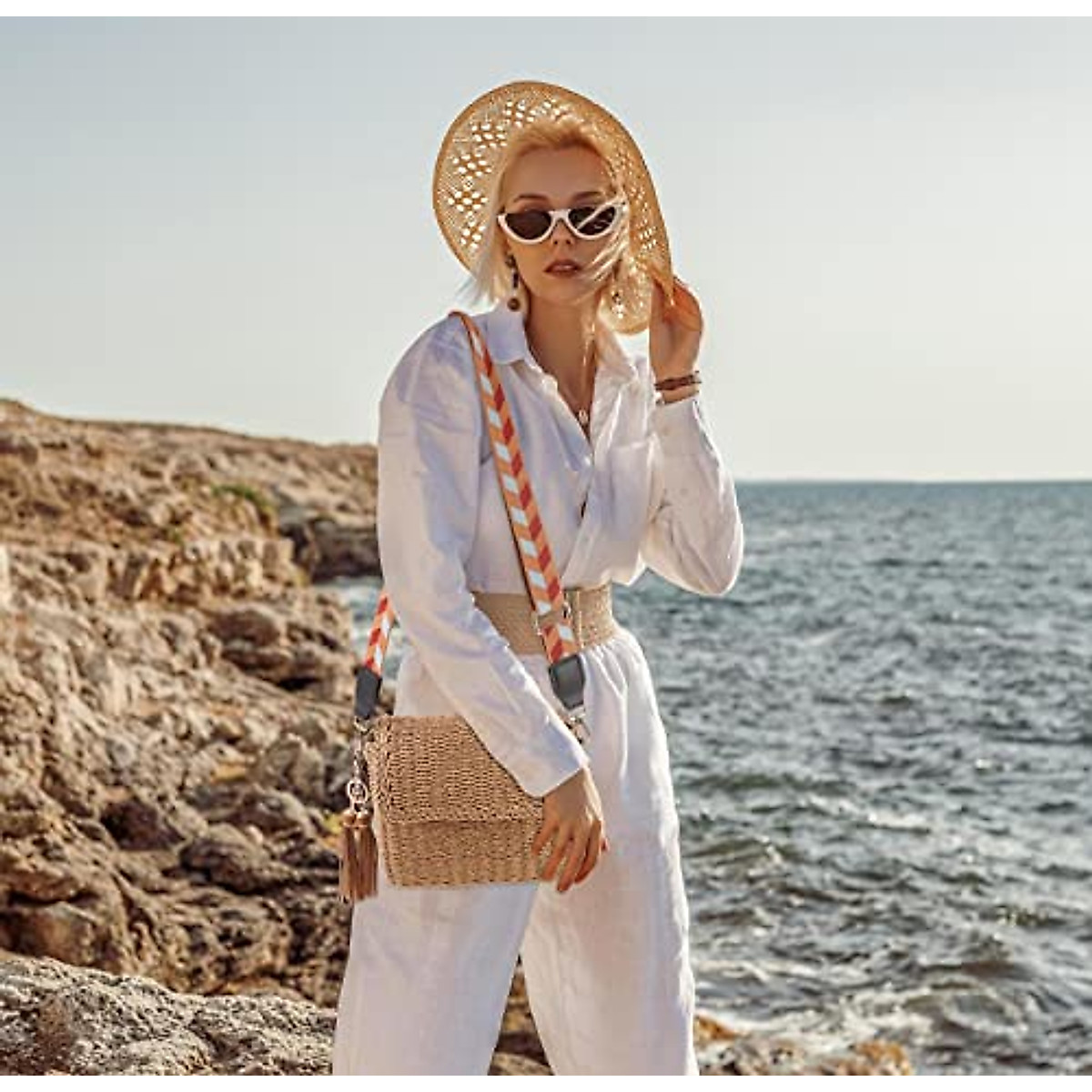 YXILEE Straw Bag Straw Purses for Women Summer Clutch Crossbody Shoulder Bags for Women Small Beach Cell Phone Wallet Purse Handmade Envelope