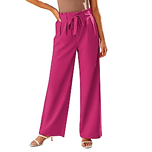 GRAPENT Trouser Pants for Women Womens Trouser Pants Hot Pink Outfits for Women Hot Pink Pants for Women Hot Pink Outfit Hot Pink Clothes Color Magenta Size S Small Size 4 Size 6