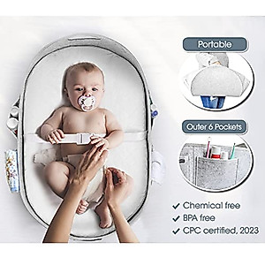 Baby Changing Basket with Contoured Foam Pad - Wipeable Waterproof Cover - Changing Pad Topper for Dresser/Table, Living Room, Portable, Moses Basket, Gray, J&JOO… (Gray)