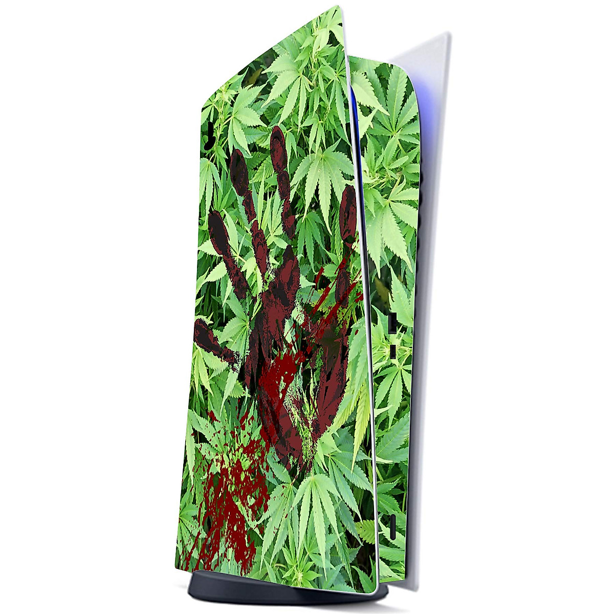 PlayVital Blood Handprint Weeds Full Set Skin Decal for ps5 Console Digital Edition, Sticker Vinyl Decal Cover for ps5 Controller & Charging Station & Headset & Media Remote