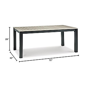 Signature Design by Ashley Mount Valley Contemporary Outdoor Dining Table with Umbrella Option, Light Gray & Black
