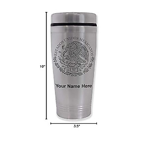 LaserGram 16oz Commuter Mug, Flag of Mexico, Personalized Engraving Included