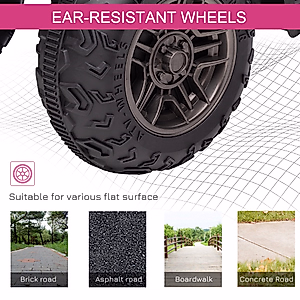 Aosom 12V Ride on ATV for Kids, Kids Electric 4 Wheeler with Headlight, Music, MP3, Treaded Tires, Battery Powered Kids Quad for Toddler, Pink