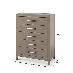 Child Craft Kieran Crib, Double Dresser and Chest Nursery Set, 3-Piece, Includes 4-in-1 Convertible Crib, Dresser and Chest, Grows with Your Baby (Crescent Gray)