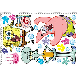 Spongebob Squarepants Characters Wall Sticker Movable Vinyl DIY Wall Art Stickers Set - Walls, Windows, Doors