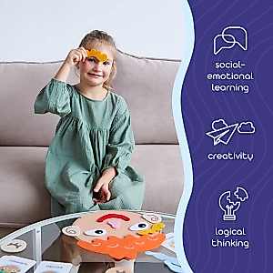 Social Emotional Games for Kids & Toddlers - Make Faces to Describe Feelings & Emotions - 9 Emotion Cards - Social Emotional Learning Activities Toy for Home Classroom - Gift for 3 4 Year Old Girl Boy