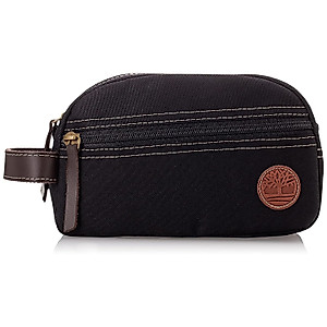 Timberland Men's Toiletry Bag Canvas Travel Kit Organizer, Black, One Size