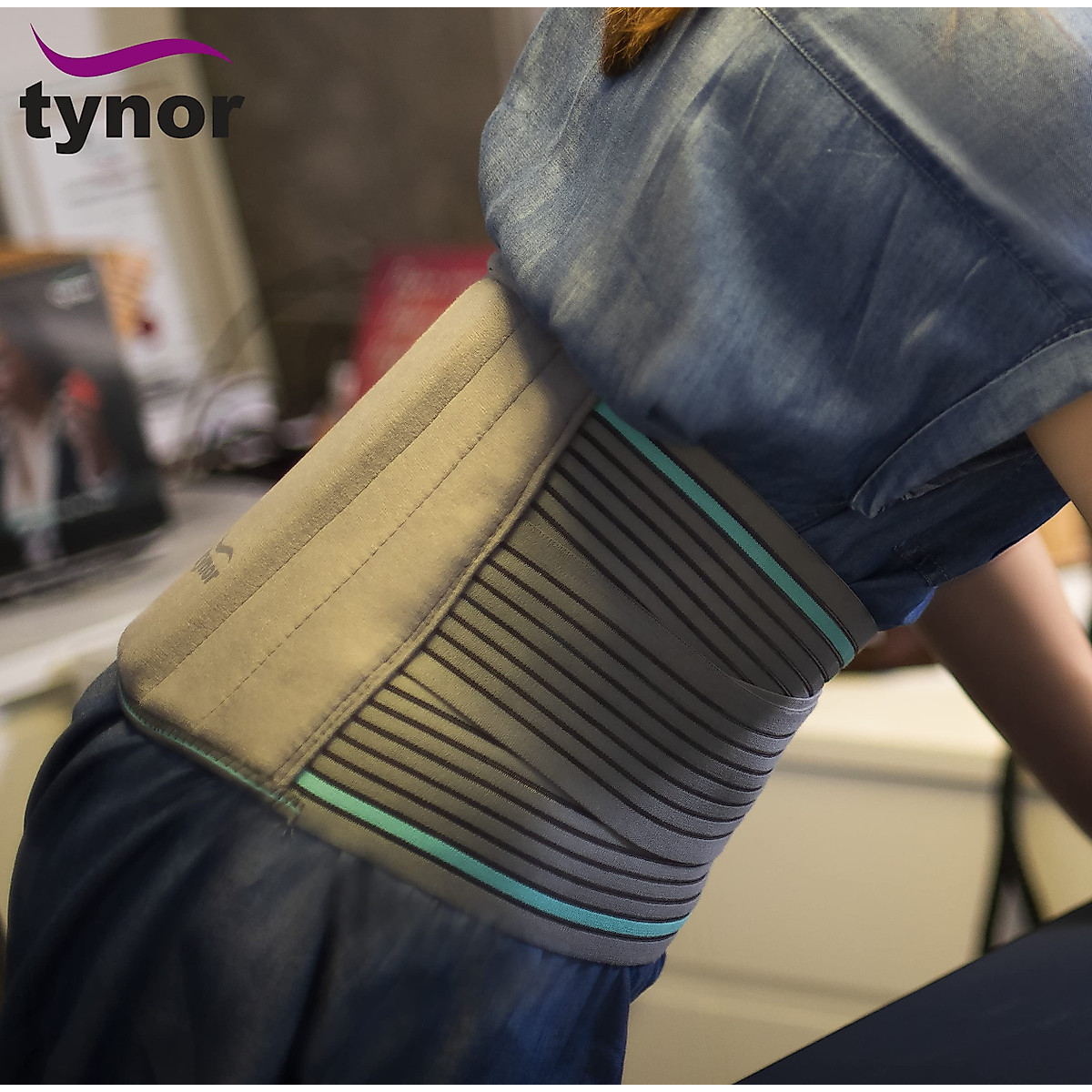TYNOR Lumbar Sacral Belt Back Support Belt for Men & Women, Herniated Disc, Sciatica, Scoliosis & Lower Back Pain Breathable Back Brace Compression, Adjustable Straps with Removable Pad (Large, Grey)