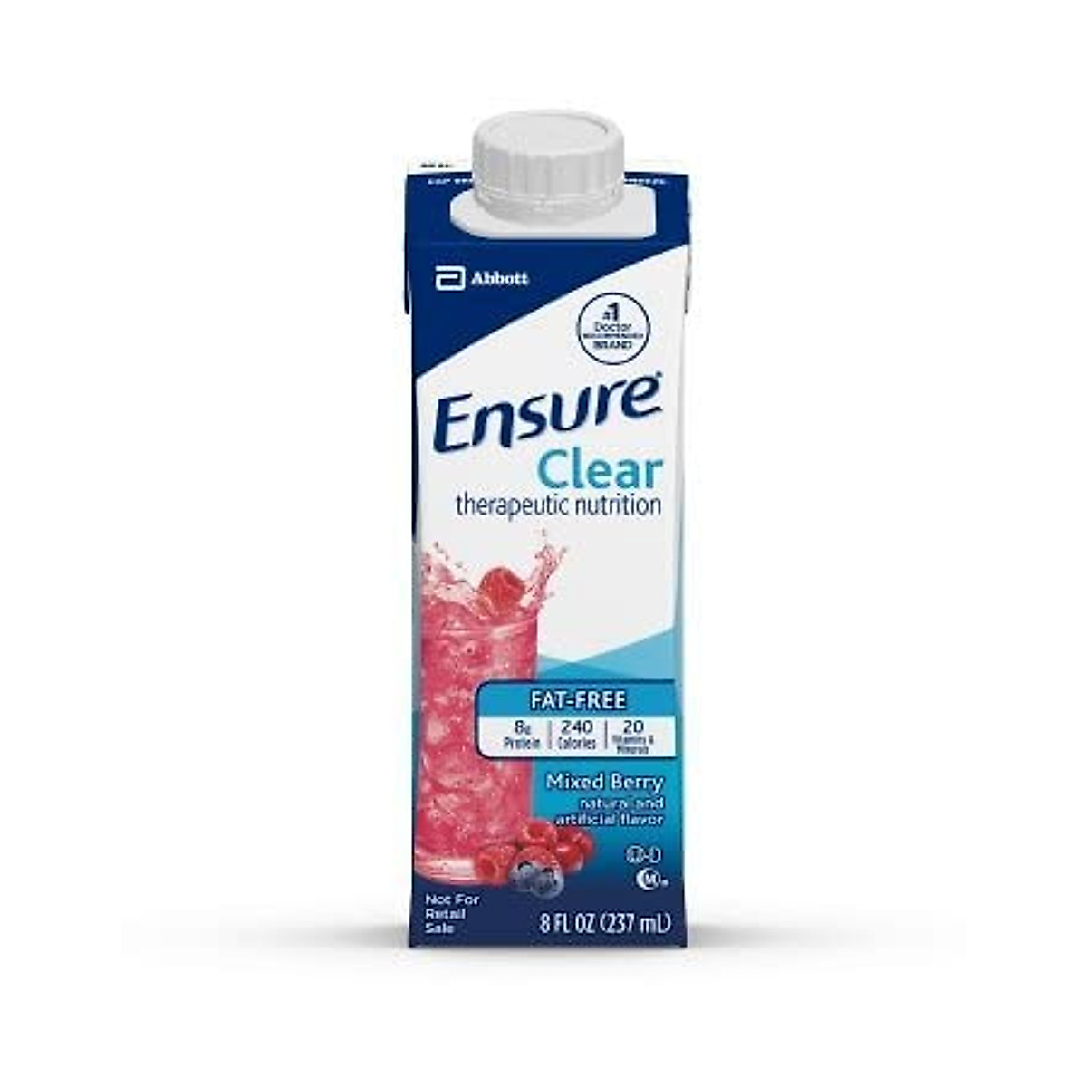 Pack of 6 Ensure Clear Mixed Berry Oral Supplement 8 oz Recloseable Carton