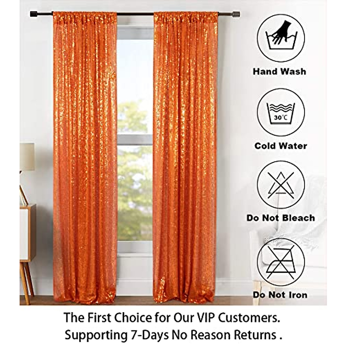 Sequin Backdrop Curtain Orange 2FTx7FT 2 Pack Sequin Fabric Backdrop Drapes Christmas Backdrop for Photography 60x215cm Orange Wall Backdrop for Video Studio Prop