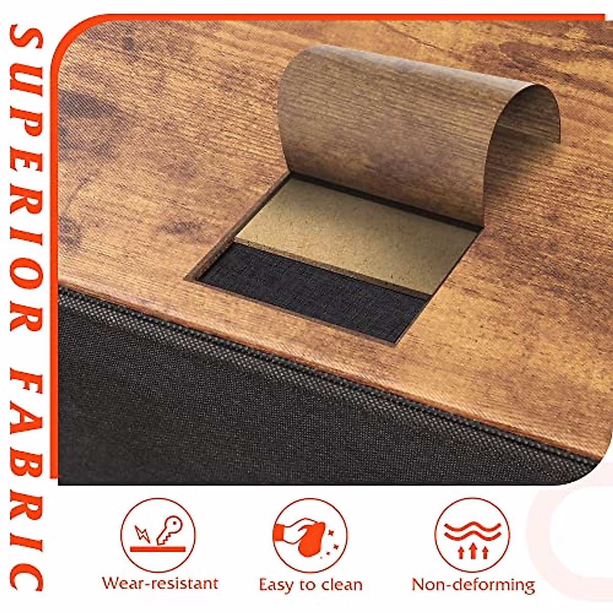 WLIVE Dresser with 4 Drawers, Fabric Storage Tower, Organizer Unit for Bedroom, Hallway, Entryway, Closets, Sturdy Steel Frame, Wood Top, Easy Pull Handle, Rustic Brown Wood Grain Print