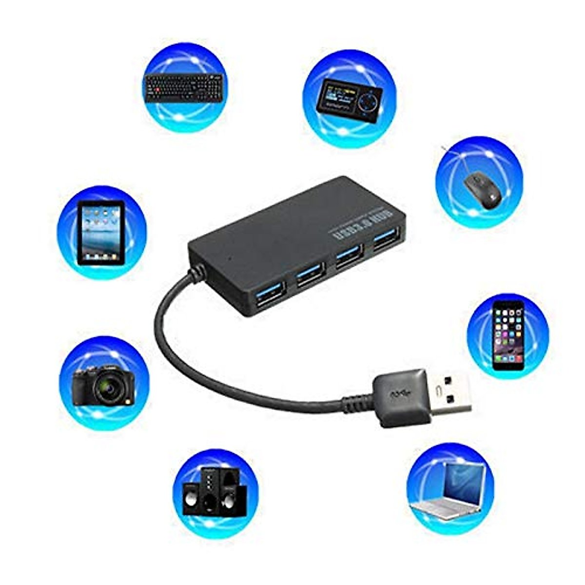 Lysee Plug & Connectors - USB 3.0 Hub 4 Port USB Hub 5Gbps Super-Speed USB Splitter Adapter Computer Periphearls for PC Laptop Notebook 1 - (Color: White)