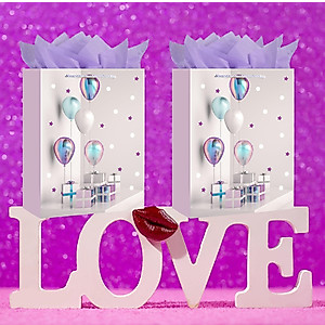 LUCKY AID 12.6” Birthday Gift Bag with Handle and Tissue Paper, Gift Bag for Boys, Girls, Women and Men’s Birthday Party, Baby Shower, Christmas Party Supplies(Purple)