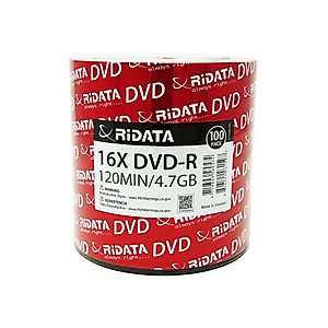 1800 Pack Ridata DVD-R 16X 4.7GB 120 Min Silver Logo Top Blank Data Video Media Recordable Disc