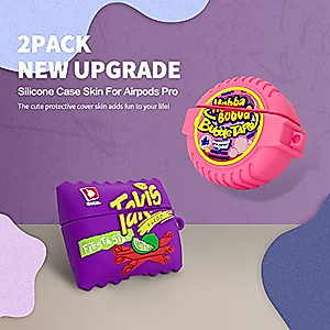 2Pack Cute Cover for AirPods Pro Case, Food 3D Cartoon Fashion Kawaii Fun Food Design Silicone Air pod Pro Cover for Girls Women Boys for AirPods Pro (Bubble Gum + Ta kis Potato Chips)
