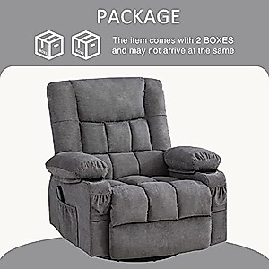 Massage Swivel Rocker Recliner Chair with Vibration Massage and Heat Ergonomic Lounge Chair for Living Room with Rocking Function and Side Pocket, 2 Cup Holders, USB Charge Port