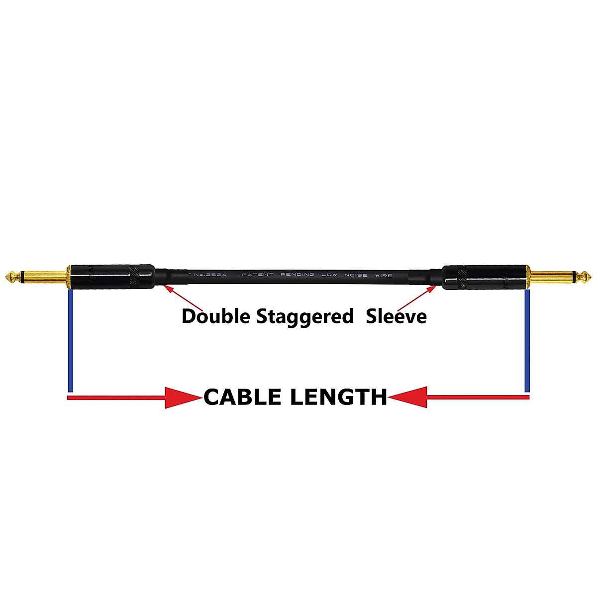 WORLDS BEST CABLES 3 Units - 3 Foot -Pedal, Effects, Patch, Guitar instrument cable CUSTOM MADE made using Mogami 2524 wire and Neutrik-Rean NYS224BG Gold ¼ inch (6.35mm) TS Plugs