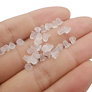 200 PCS/100 Pairs 925 Silver Hypo-allergenic Earring Hooks Fish Hook Ear Wires French Wire Hooks Jewelry Findings Earring Parts DIY Making with 200 PCS Clear Rubber Backs (11783)