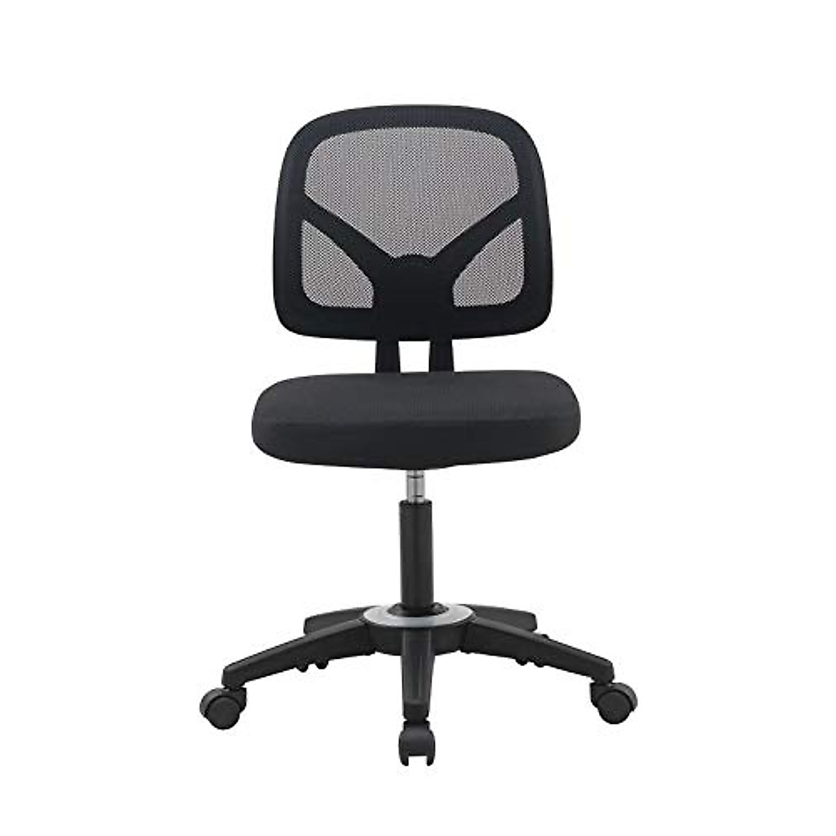 OFFICE FACTOR Mid Back Task Armless Office Chair, Computer Mesh Chair 360 Swivel Revolving Task Chair Without Arms, Black Mesh Back Desk Chair with Wheels for Office, Home Office or Students.