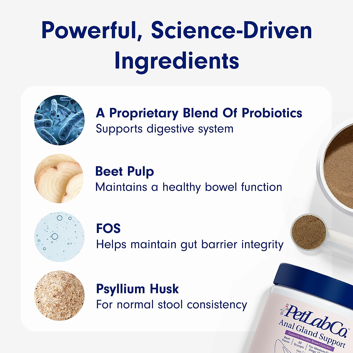 PetLab Co. Anal Gland Support Tailored Powder – Supports Anal Gland Health and Optimizes Stool Consistency - Easy to Use - Helps Target Scooting & Fishy Rears – for Large Dogs