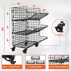 Kitchen Fruit Basket Stand 3 tier with wheels under sink organizers and storage for potatoes & onions produce holder storage bins vegetable holder for kitchen & house holder items