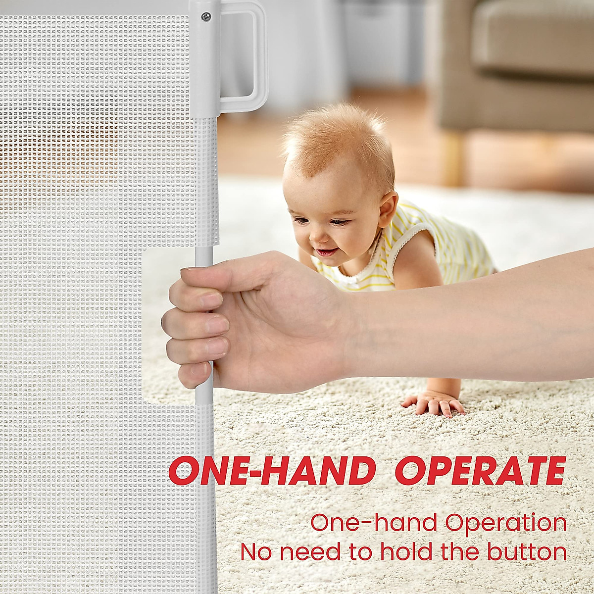 Cosagon Retractable Baby Gate,35" Tall,Extends to 59" Wide,Extra Wide Safety Gate,Mesh Pet Dog Gate for Stairs,Doorways,Hallways,Indoor/Outdoor (White)