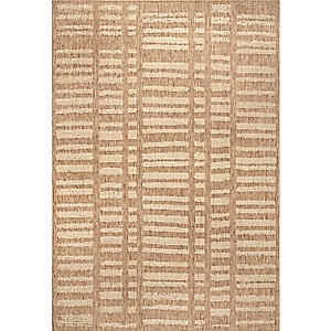 nuLOOM 5' x 8' Outdoor Performance Area Rug, Stain Resistant, Weather Resistant, High Traffic, Patio, Balcony, Outside, Marin Brown