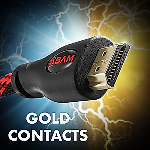 BAM 3 Pack High Speed 4K HDMI Cables - 3' Long