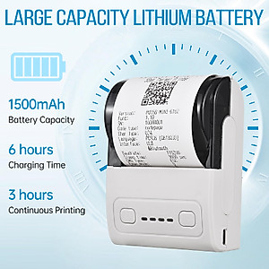 Portable Mini Thermal Printer 2 inch Wireless USB Receipt Bill Ticket Printer with 57mm Print Paper Roll Compatible with iOS Android Windows for Restaurant Sales Retail Stores