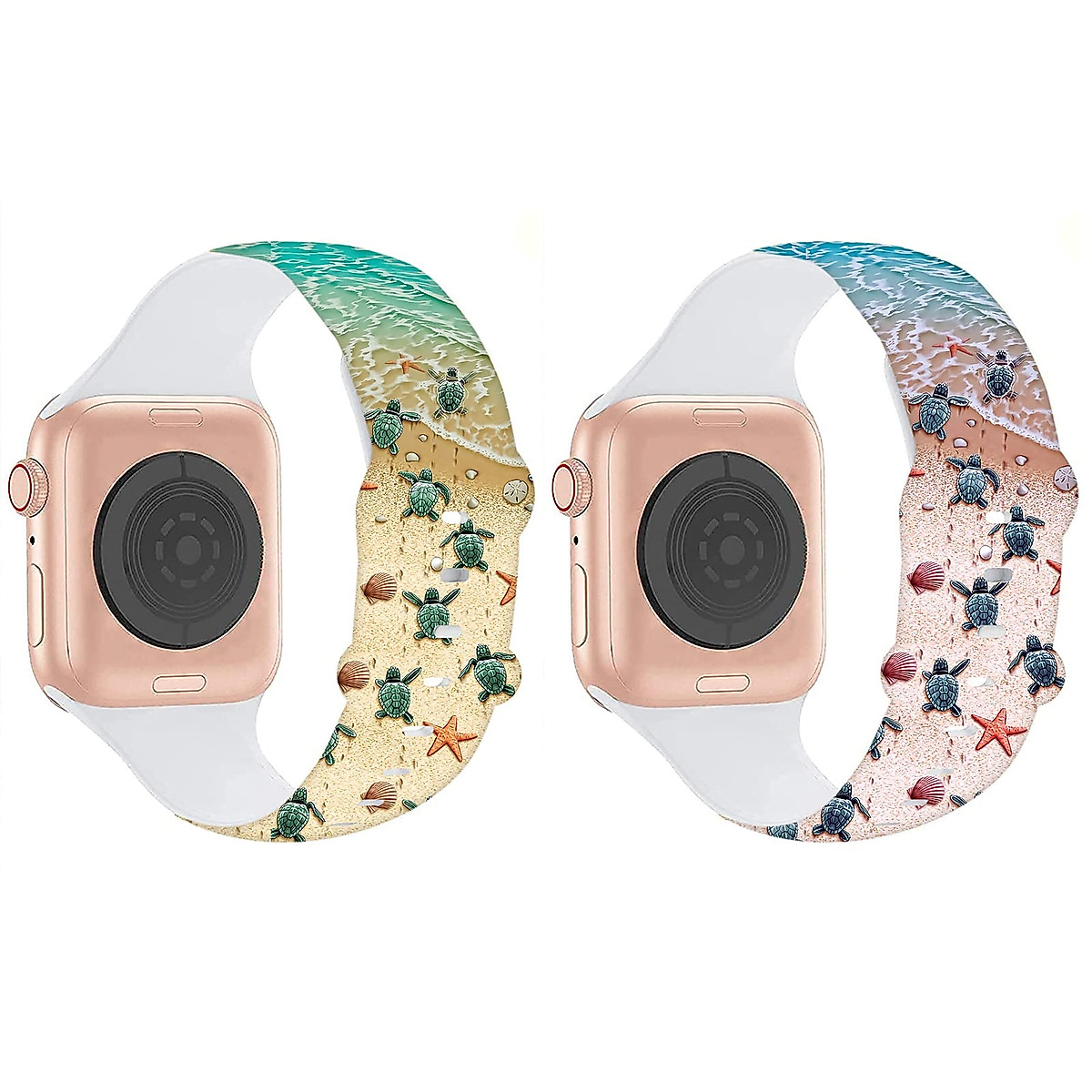 Sea Turtle Sport Watch Bands Compatible with Apple Watch Band 42mm 44mm 45mm,Decoration Silicone Strap Wristbands Compatible with iWatch Bands Series SE 7 6 5 4 3 2 1 for Girls Women Boys Men Couple Boyfriend Girlfriend Lover Gifts