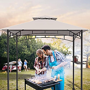 FAB BASED 5x8 Grill Gazebo Canopy for Patio, Outdoor BBQ Gazebo with Shelves, Barbeque Grill Canopy (Grey)