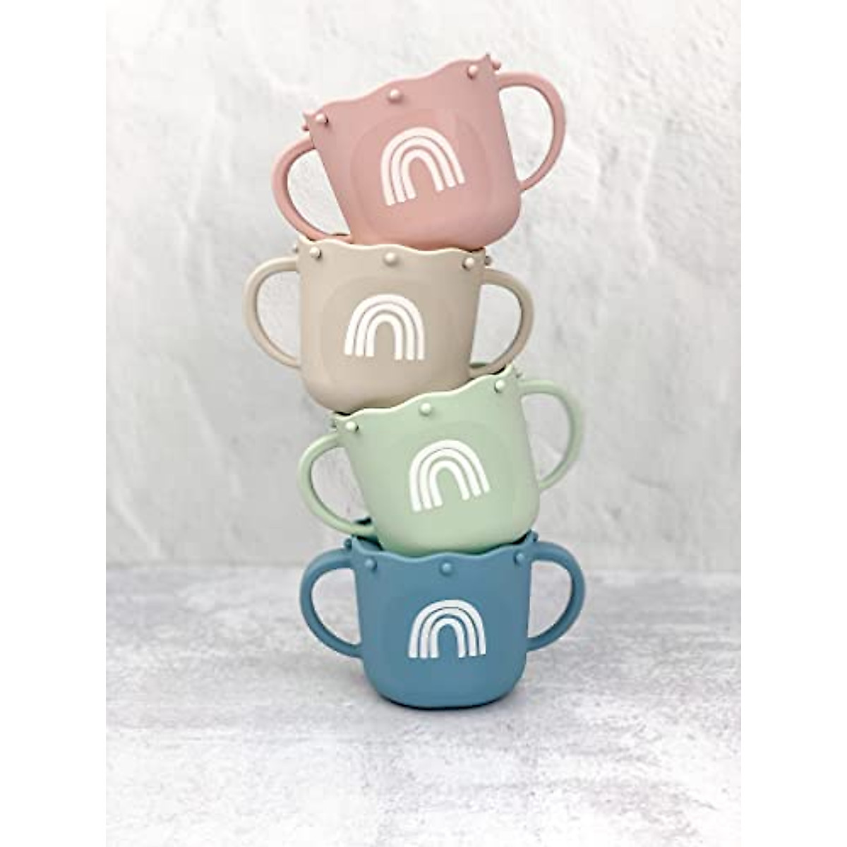 Hippypotamus Snack Cups for Toddlers - Spill Proof - 100% Food-Grade Silicone Snack Containers for Baby - Set of 2 (Blush/Nude)