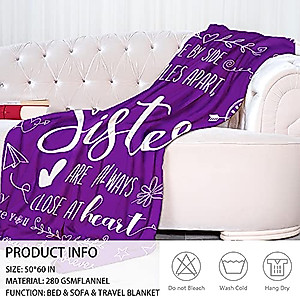 Gifts for Sister Throw Blanket, Cozy & Soft Throw Blankets, Sister Sister Birthday Gifts from Sister, Sister Gifts from Sisters for Sister, Purple Blanket 50" X 60"