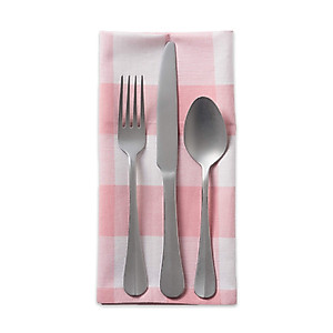 DII Buffalo Check Collection, Classic Farmhouse Tabletop Set, Napkin Set, 20x20, Pink & White, 6 Piece