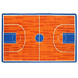 Mybecca Kids Rug Basketball Ground 5' x 7' Children Area Rug for Playroom & Nursery - Non Skid Gel Backing (59" x 82")