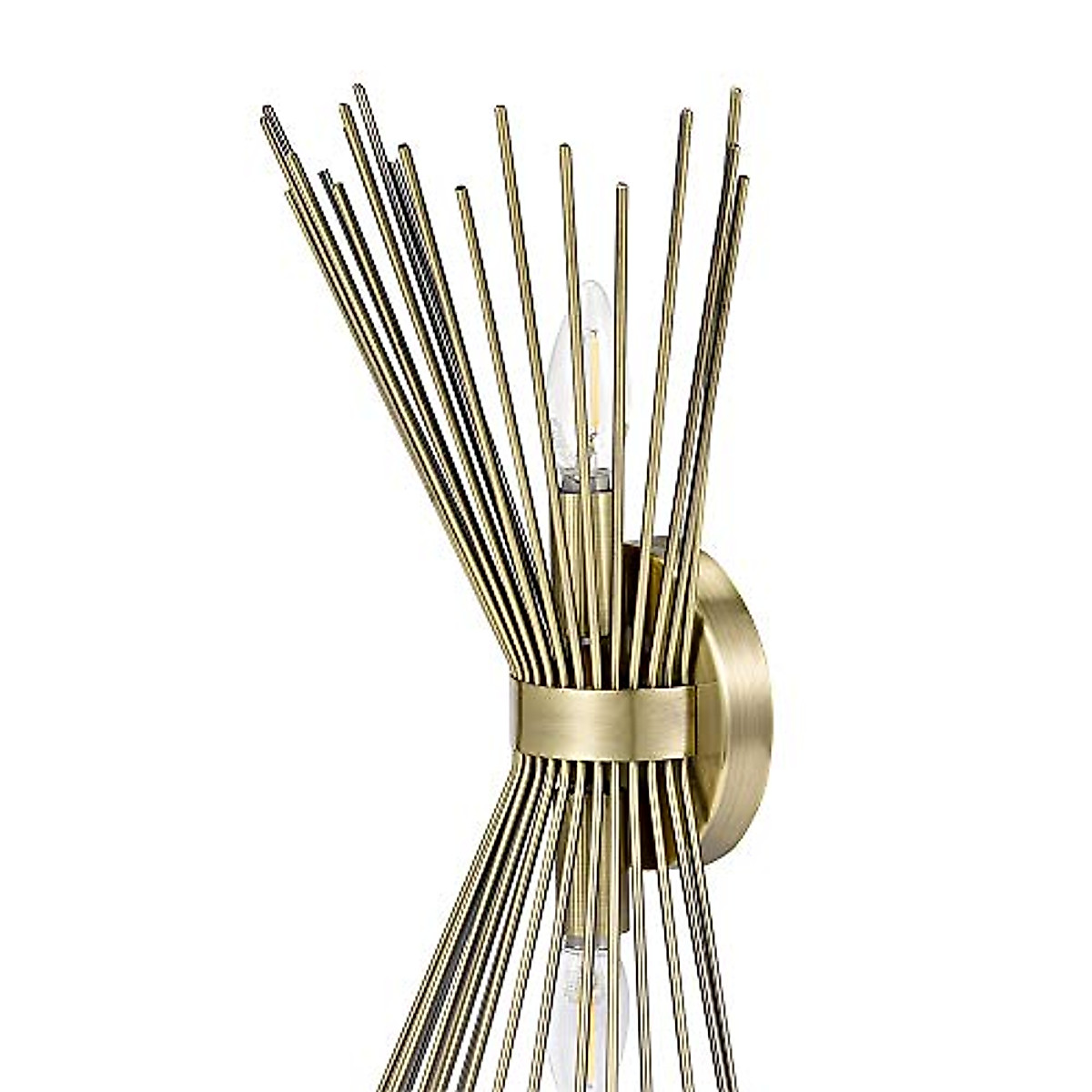 Amazon Brand – Rivet Mid-Century Modern Metal Starburst 2-Light Wall Sconce Lamp, Bulbs Included, 17.5"H, Antique Gold