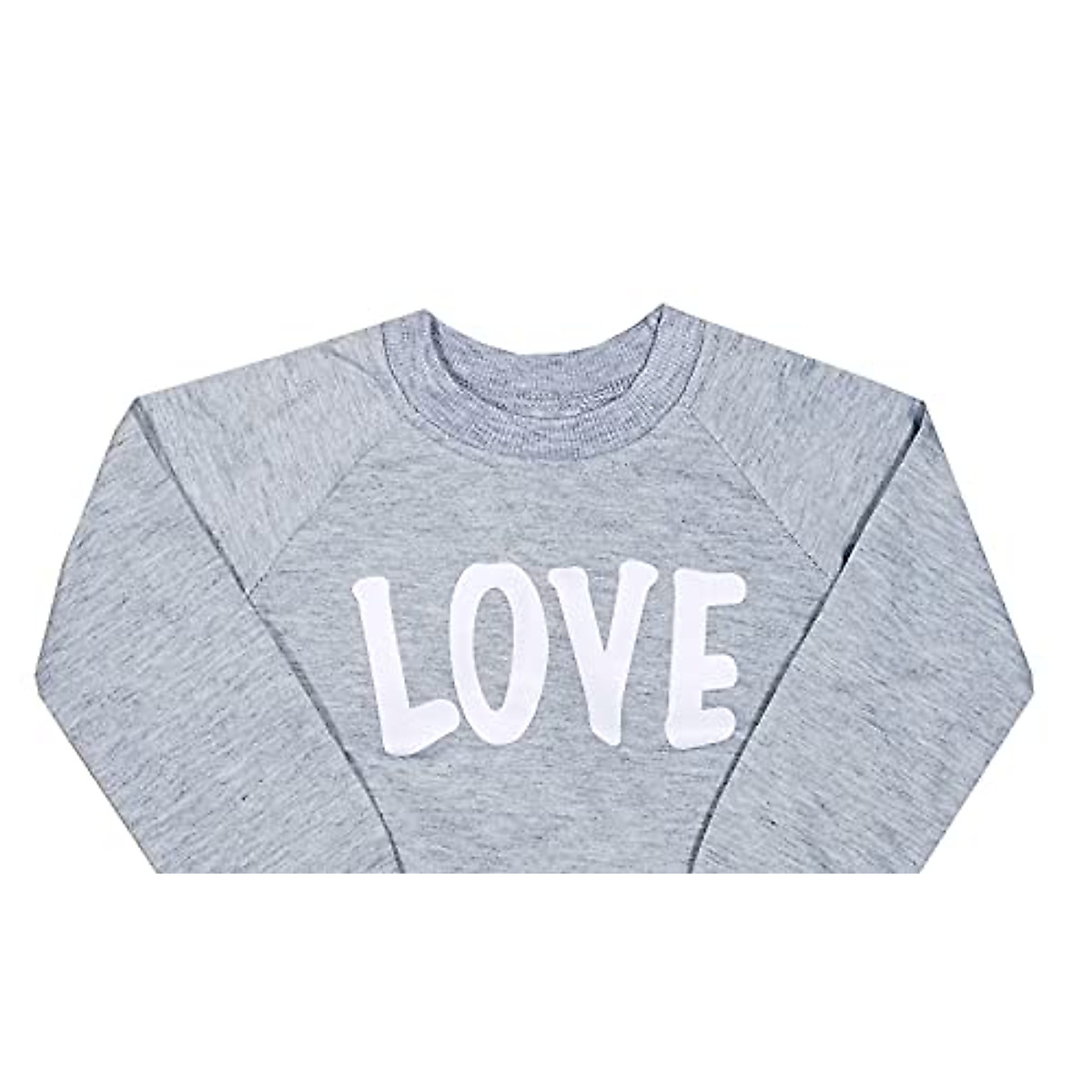 Mommy and Me Love Print Long Sleeve Pullover Tee Tops Family Matching Casual Sweatshirt T-Shirt Clothes Outfits(Grey,Mom/L)