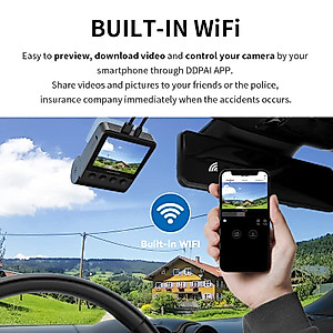 DDPAI Dash Cam Front and Rear 4K, Cam Car Camera with 2160P Front +1080P Rear, Built-in WiFi GPS, Dual Dash Camera for Cars, Night Vision,Parking Monitor,Support 128GB max, Z50