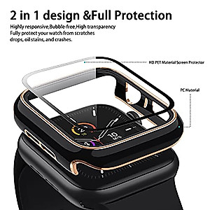Lovrug 2 Pack Cases Compatible with Apple Watch Case 40mm SE/Series 6/5/4 Built in Tempered Glass Screen Protector Ultra-Thin Bumper Full Coverage iWatch Protective Cover for Women Men (Pink/Black)