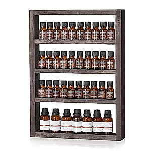 LIANTRAL Essential Oil Storage, Wall Mounted Wooden Display Shelf Rack for Essential Oils & Nail Polish, Essential Oil Wall Shelf, Espresso