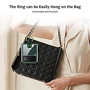 DOOTOO for Samsung Galaxy Z Flip 4 Case with Ring Luxury Transparent Plating PC Crystal Cover Anti-Scratch Glass Camera Lens Protector All-Inclusive Case for Galaxy Z Flip 4 5G 2022 (Green with Ring)