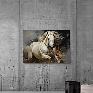 Majestic Black Stallion Galloping In The Clouds, Black Horse On Salt Flats, Canvas Print, Black Horse Print, Black Horse Wall Art
