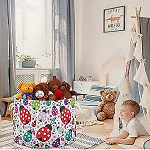 visesunny Cute Ladybug Polka Dot Laundry Baskets Fabric Storage Bin Storage Box Collapsible Storage Basket Toy Clothes Shelves Basket for Bathroom,Bedroom,Nursery,Closet,Office