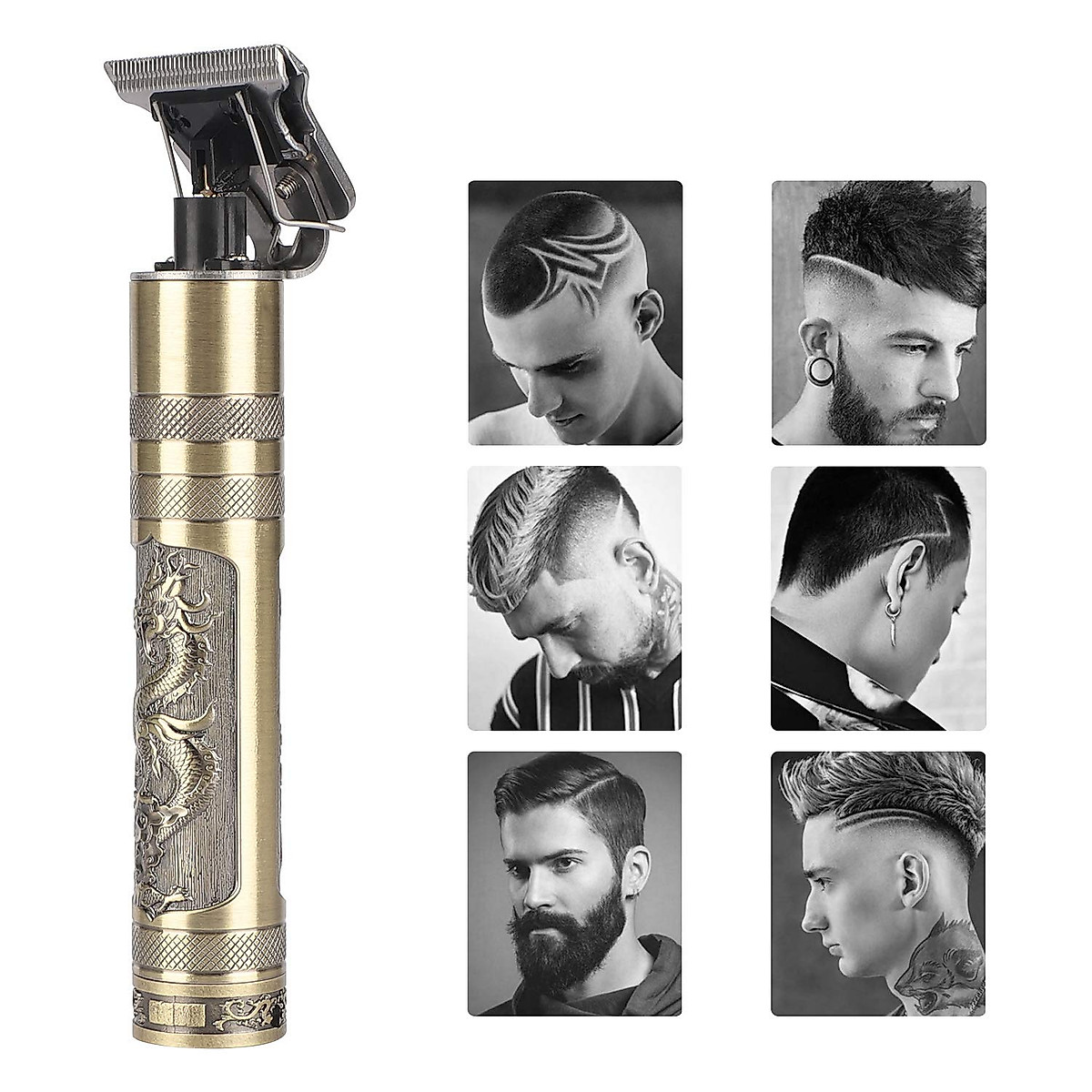 Professional Electric Pro Li Outliner Hair Clippers for Men, Cordless Rechargeable Zero Gapped Cutting T Blade Trimmer, Haircutting Baldhead Beard Shaver Barber with 4 Guide Combs 2 Battery