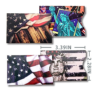 RFID Blocking Sleeves (10 RFID Blocking Sleeves, 5 Unique Designs) Identity Theft Protection Travel Case Set (American Element) (Side Load)