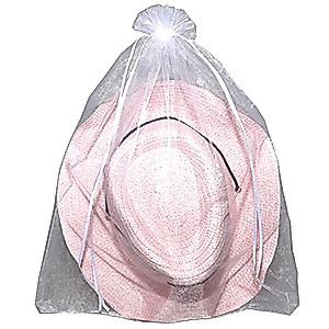 SUNGULF 12x16 Inches Drawstring Organza Bags Sheer Large Pouches Wedding Favor Party Christmas Gift Bag (White, 50 Packs)